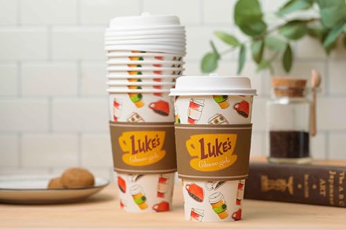 Silver Buffalo Gilmore Girls Lukes Logo 8pk Paper Travel Cup with Lid, 16 Ounces