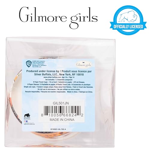 Silver Buffalo Gilmore Girls Lukes Logo 8pk Paper Travel Cup with Lid, 16 Ounces