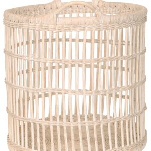 KOUBOO Rattan Open Weave Storage Basket, Large, White-Wash