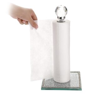 juxyes vertical countertop paper towel roll holder rack, upright paper holder crushed diamond standup paper towel holder for kitchen dining room bathroom, 13" height freestanding paper roll holder