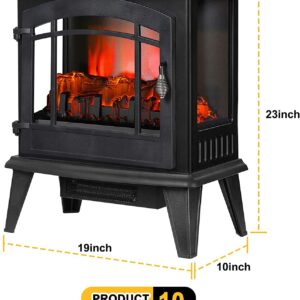 Imcneal Electric Fireplace, 2300" Freestanding Fireplace Heater with 3D Realistic Flame and Remote Control, Indoor Electric Stove Heater, CSA Certified Overheating Safety Protection, 14000000W---10set