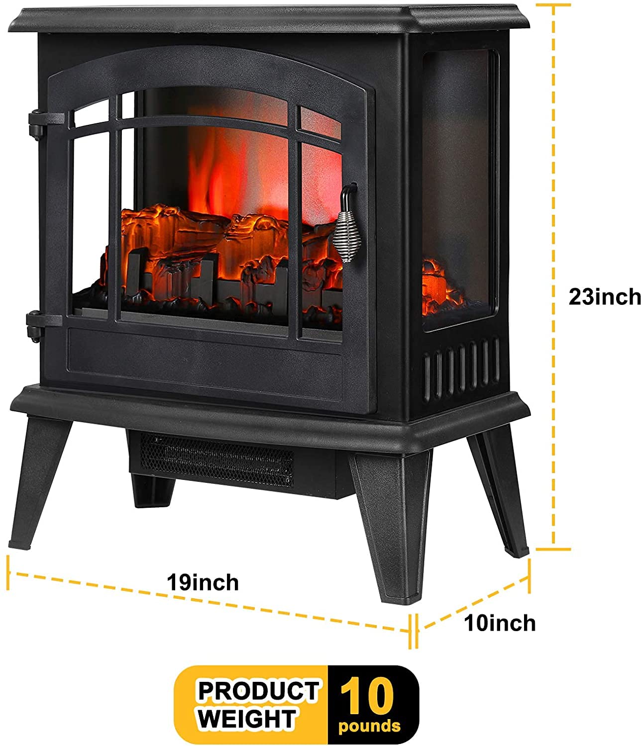 Imcneal Electric Fireplace, 2300" Freestanding Fireplace Heater with 3D Realistic Flame and Remote Control, Indoor Electric Stove Heater, CSA Certified Overheating Safety Protection, 14000000W---10set