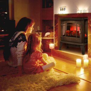 Imcneal Electric Fireplace, 2300" Freestanding Fireplace Heater with 3D Realistic Flame and Remote Control, Indoor Electric Stove Heater, CSA Certified Overheating Safety Protection, 14000000W---10set