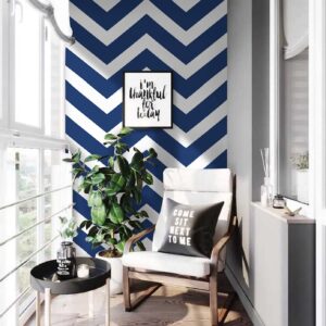 17.3"x118" Peel and Stick Wallpaper White and Blue Stripe Wallpaper Removable Stripe Contact Paper Self-Adhesive Waterproof Wallpaper Decorative Wall Covering Cabinets Furniture Countertop Vinyl Film