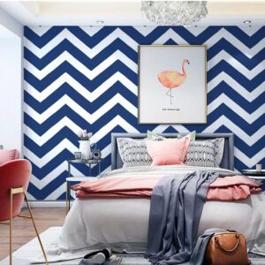 17.3"x118" Peel and Stick Wallpaper White and Blue Stripe Wallpaper Removable Stripe Contact Paper Self-Adhesive Waterproof Wallpaper Decorative Wall Covering Cabinets Furniture Countertop Vinyl Film