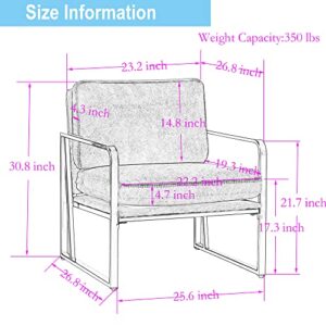 ALISH Accent Chairs, Upholstered Armchair Modern Living Room Chairs Linen Arm Chair Side Sofa Chairs Reading Chairs with Metal Legs for Bedroom, Living Room (Light Gray, Set of 1)