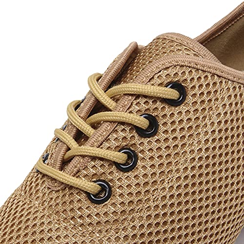 RUYBOZRY Women&Men Latin Dance Sneakers Lace-up Practice Closed Toe Modern Ballroom Salsa Teaching Low Heel Split Sole Dancing Shoes,Model-708W-LDDMD,Brown,7.5 US