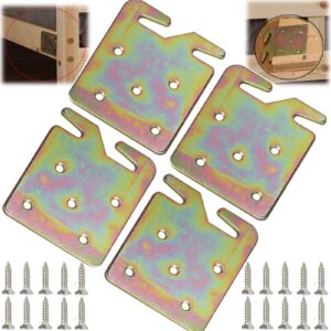 woiron 4pcs heavy duty wood bed rail hook plates for headboard and footboard, bed rail fitting bracket with mounting screws, universal hardware claw hook plate for wooden frame