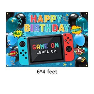 Video Game Party Supplies Happy Birthday Gaming Banner Game on Birthday Party Backdrop,Video Game Backdrop Gaming Party Props Party Accessory Party Decoration Supplies