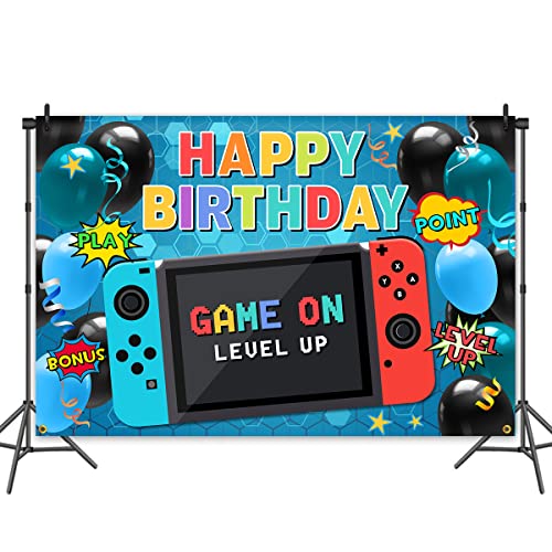 Video Game Party Supplies Happy Birthday Gaming Banner Game on Birthday Party Backdrop,Video Game Backdrop Gaming Party Props Party Accessory Party Decoration Supplies