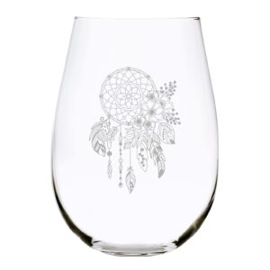 dreamcatcher stemless wine glass, 17 oz.