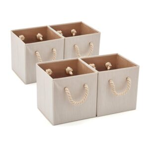 enova home fabric bamboo style storage box set storage basket fabric organizer storage organization (set of 4)