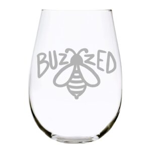 buzzed bee stemless wine glass, 17 oz.