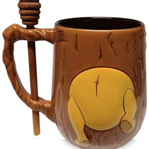 Disney Parks Exclusive - Ceramic Coffee Mug - Winnie the Pooh Sculpted with Honey Stick Stirrer, 25 ounces