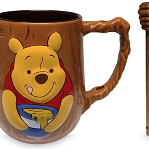 Disney Parks Exclusive - Ceramic Coffee Mug - Winnie the Pooh Sculpted with Honey Stick Stirrer, 25 ounces