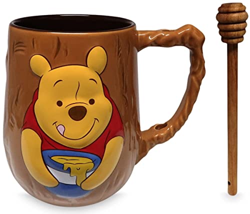 Disney Parks Exclusive - Ceramic Coffee Mug - Winnie the Pooh Sculpted with Honey Stick Stirrer, 25 ounces