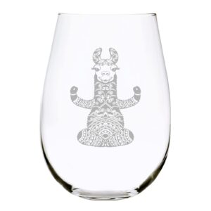 llama yoga stemless wine glass, 17 oz.