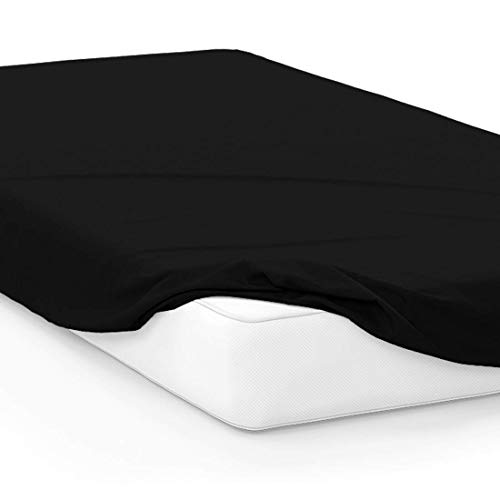 Yarns of Cotton 500 TCBed 3 PC's Cot Set - 30" x 80" Black Solid - 1 Cot Fitted Sheet, 1 Cot Flat & 1 Pillowcase - Cot Mattress 4"-8" Deep - Perfect for Narrow Twin/Cot/Rv Bunk/Guest Bed/Camping Cot