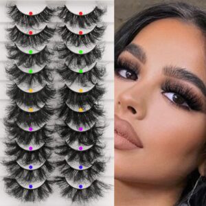 mink lashes dramatic eyelashes 10 pairs 5 styles fluffy thick long 8d volume false eye lashes pack 22mm wispy strip curly fake eyelashes by heyalice