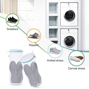 OTraki Shoe Washing Bag 7 x 15 Inch Shoe Bag Washing Machine 2 Pack Shoes Washer Bag Durable Sneaker Mesh Laundry Bag Multi-Functional Polyester Net for Sneakers Flat Shoes