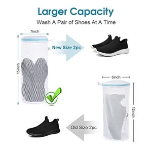 OTraki Shoe Washing Bag 7 x 15 Inch Shoe Bag Washing Machine 2 Pack Shoes Washer Bag Durable Sneaker Mesh Laundry Bag Multi-Functional Polyester Net for Sneakers Flat Shoes