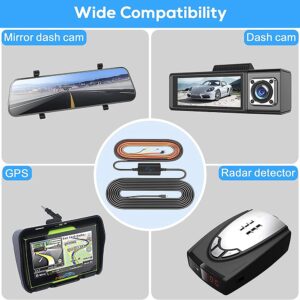 Dash Cam Hardwire Kit, Mini USB Hard Wire Kit Fuse for Dashcam, 12V-30V to 5V Car Dash Camera Charger Power Cord, Gift 4 Fuse Tap Cable and Installation Tool