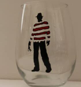 Freddy Krueger Silhouette Hand Painted Wine Glass/Nightmare on Elm Street