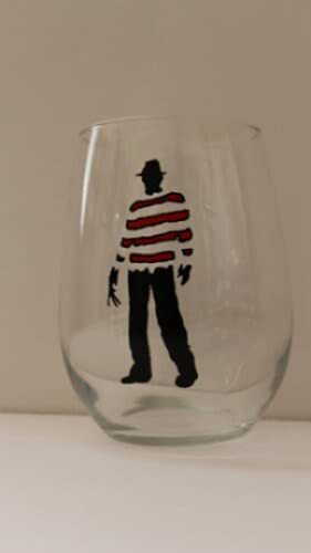 Freddy Krueger Silhouette Hand Painted Wine Glass/Nightmare on Elm Street