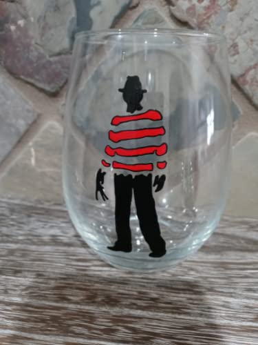 Freddy Krueger Silhouette Hand Painted Wine Glass/Nightmare on Elm Street