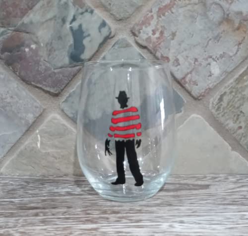 Freddy Krueger Silhouette Hand Painted Wine Glass/Nightmare on Elm Street