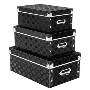 xuchun decorative storage box with lids,3 in 1 set,plastic,waterproof storage bins for toys,shoes,clothes,office