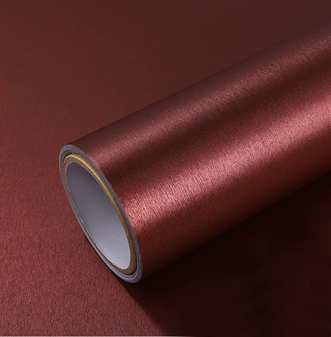 Maroon Metal Contact Paper 16" x 117" Peel and Stick Brushed Film Drawer Countertop Sticker Self Adhesive Shelf Paper Drawer Liner