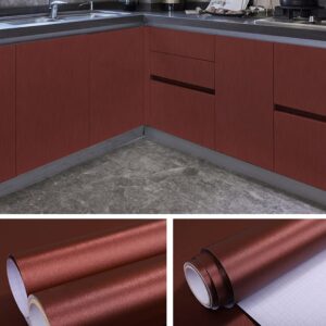 Maroon Metal Contact Paper 16" x 117" Peel and Stick Brushed Film Drawer Countertop Sticker Self Adhesive Shelf Paper Drawer Liner