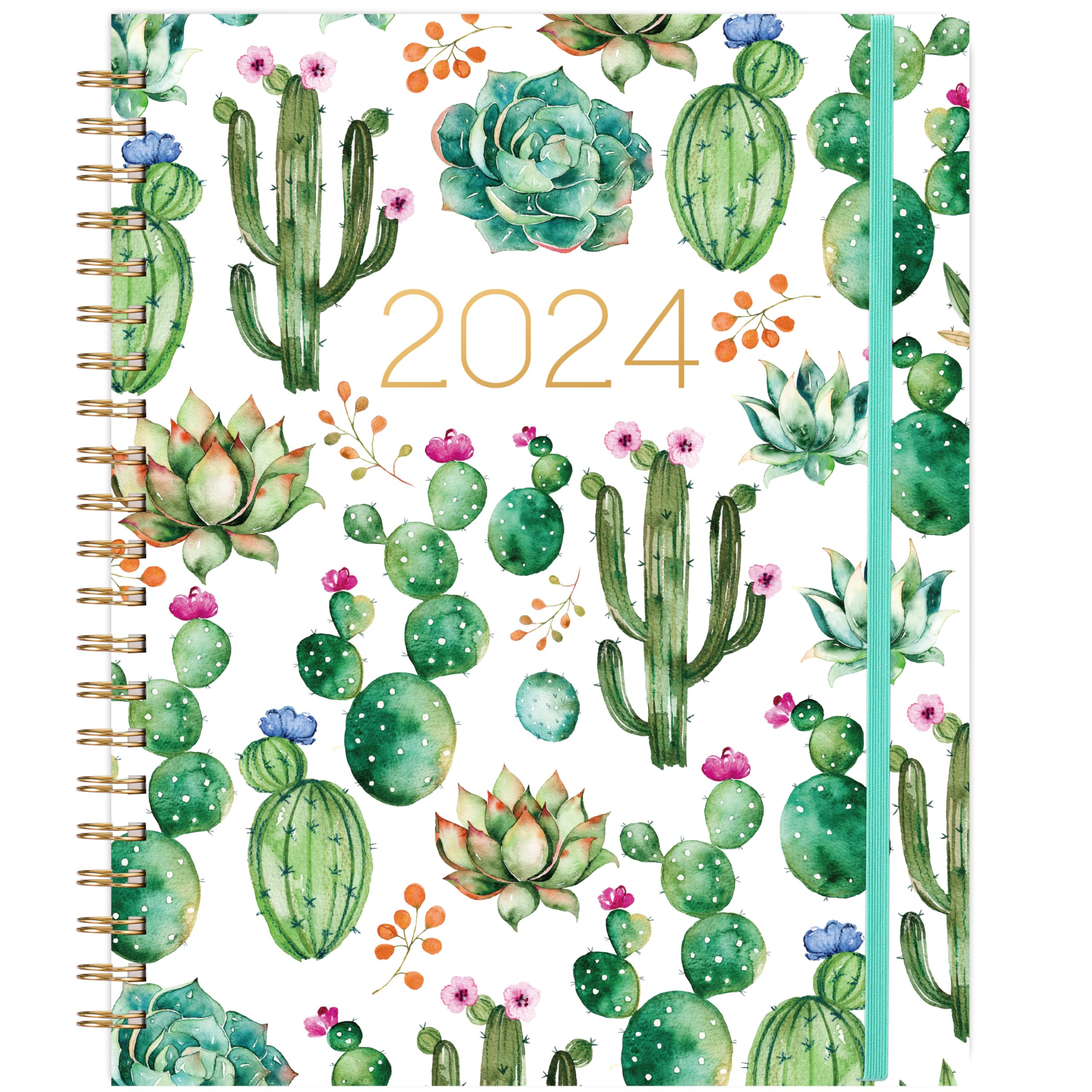 2024 Planner - Planner 2024, Weekly & Monthly Planner, January 2024 - December2024, 9" x 11", Thickened Cover, Twin - Wire Binding, Monthly Tabs, Elastic Closure