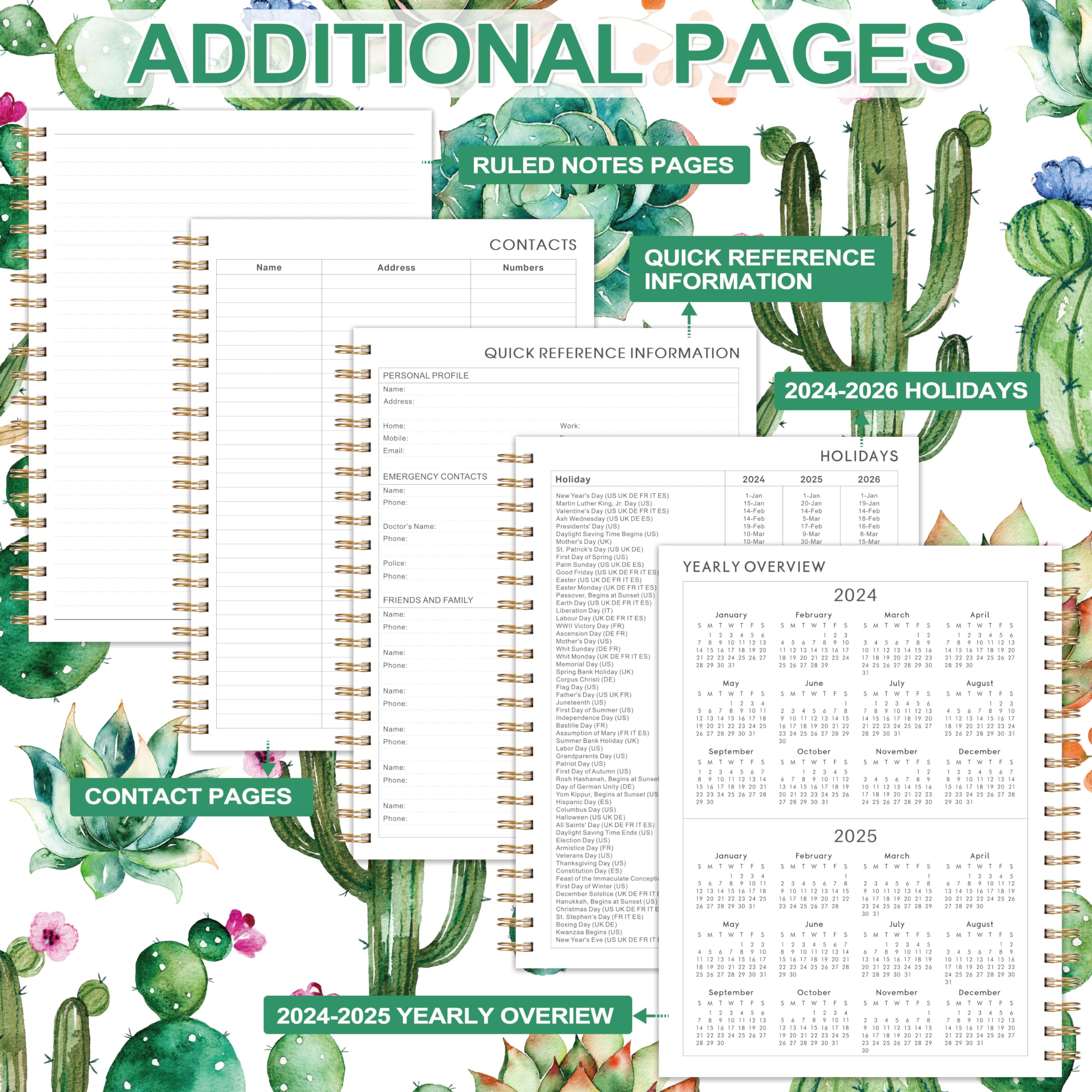 2024 Planner - Planner 2024, Weekly & Monthly Planner, January 2024 - December2024, 9" x 11", Thickened Cover, Twin - Wire Binding, Monthly Tabs, Elastic Closure