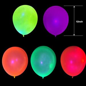 12inch Neon Glow Party Balloons UV Black Light Balloons Glow in the dark Luminous Helium Latex Balloon Birthday Decorations Wedding Glow Party Supplies Blacklight Reactive Fluorescent Balloons (60pcs)