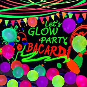 12inch Neon Glow Party Balloons UV Black Light Balloons Glow in the dark Luminous Helium Latex Balloon Birthday Decorations Wedding Glow Party Supplies Blacklight Reactive Fluorescent Balloons (60pcs)