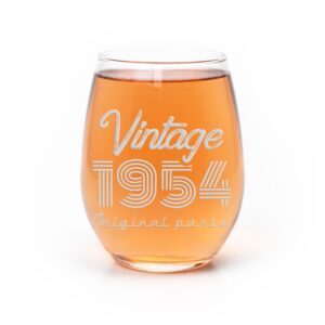 1954 vintage original birthday stemless wine glass - 67th birthday gift, 67th birthday glass, gift for her, gift for friend, birthday gift, 67th birthday, meaningful gift, unique gift