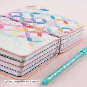 Erin Condren On The Go Folio - Cover & Protector - Small Holder Case - Protect Planners & Journals - Great with Petite Planners & Journals - Elastic Band - Small, Mid Century Circles