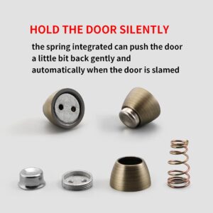 YAGU Door Stopper 2 Pack Magnetic Door Stops, Zinc Alloy Brushed Bronze Door Catch Door Holder Wall Floor Mounted, Metal Soft-Catch Doorstop