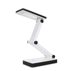 led table lamp portable folding 24 desk light, port 4 * aa batteries powered operated with sensitive touch control 3 levels adjustable brightness dimmable usb charging for students reading working