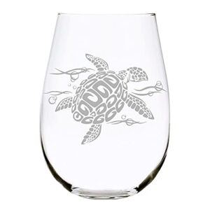 Sea Turtle Stemless wine glass, 17 oz.