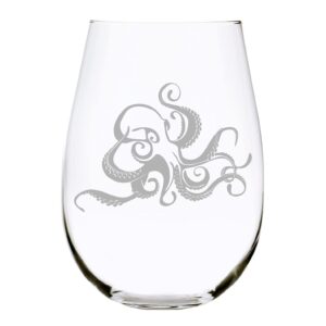 octopus stemless wine glass, 17 oz.