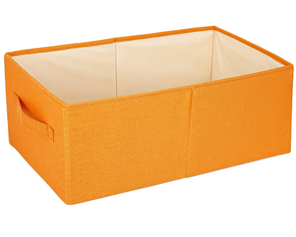 ALYER Collapsible Fabric Storage Organizer with Handles ,Shelf Bins Box Container for Bedroom Office Closet Babies Nursery Toys Books Clothes (Orange)