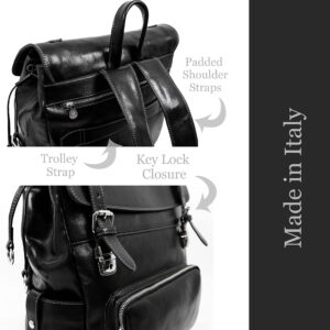 Time Resistance Leather Backpack Travel Bag Carry On Full Grain Real Leather Bag