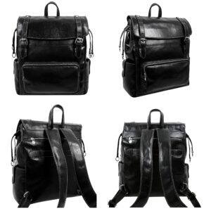 Time Resistance Leather Backpack Travel Bag Carry On Full Grain Real Leather Bag