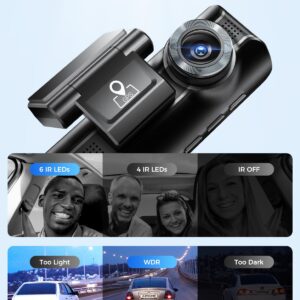 AZDOME M550 3 Channel Dash Cam with 3-Lead Mini USB Hardwire Kit (JYX02)