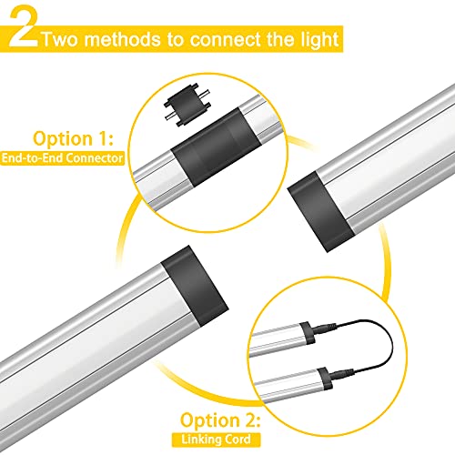 GETINLIGHT 12-inch Plug-in LED Under Counter Lights for Kitchen, Day Light 5000K, Pack of 6, IN-0110-26-SN-5K