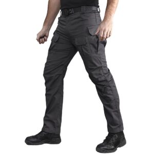 CARWORNIC Gear Men's Tactical Cargo Pants Waterpoof Lightweight Rip Stop EDC Military Combat Trousers Dark Grey