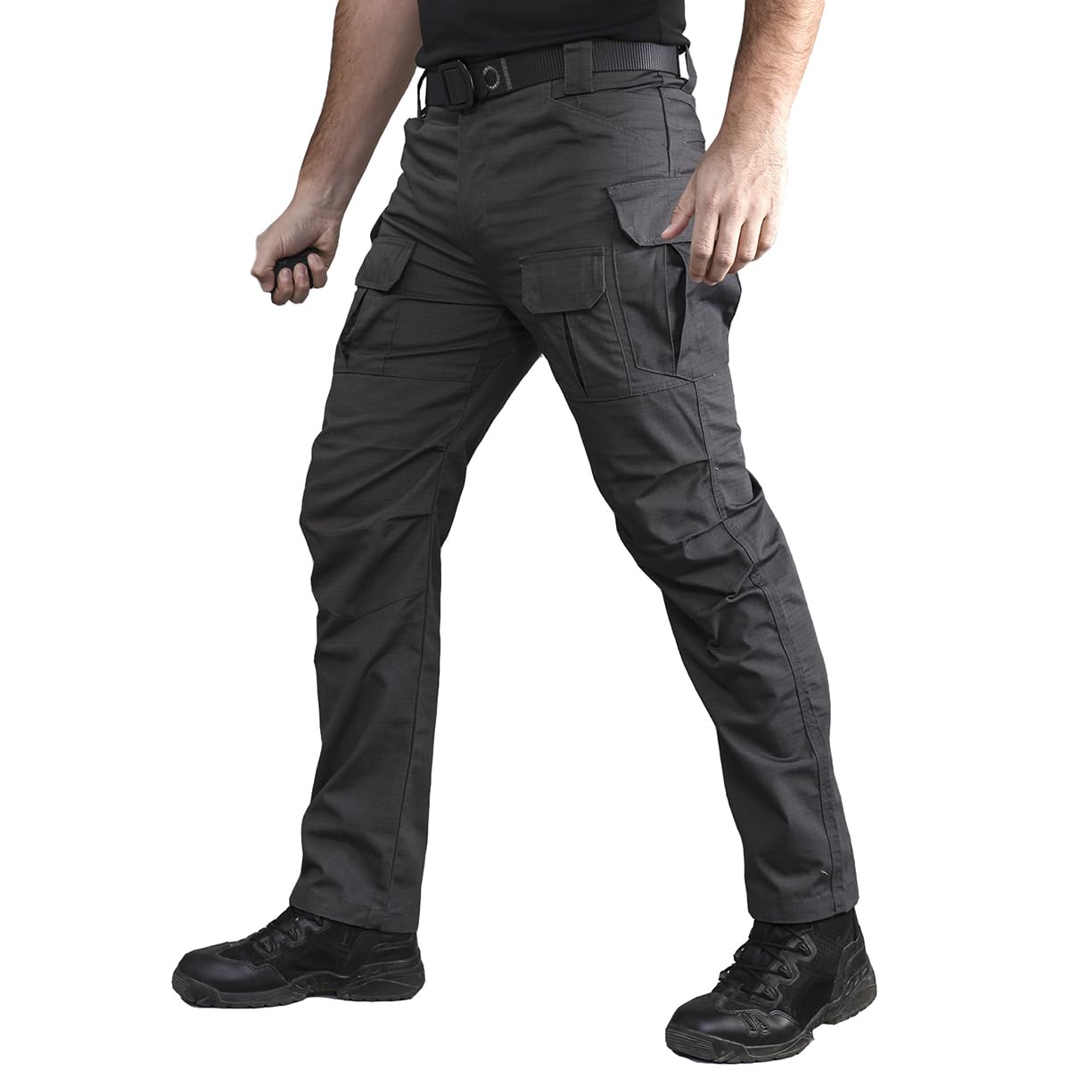 CARWORNIC Gear Men's Tactical Cargo Pants Waterpoof Lightweight Rip Stop EDC Military Combat Trousers Dark Grey